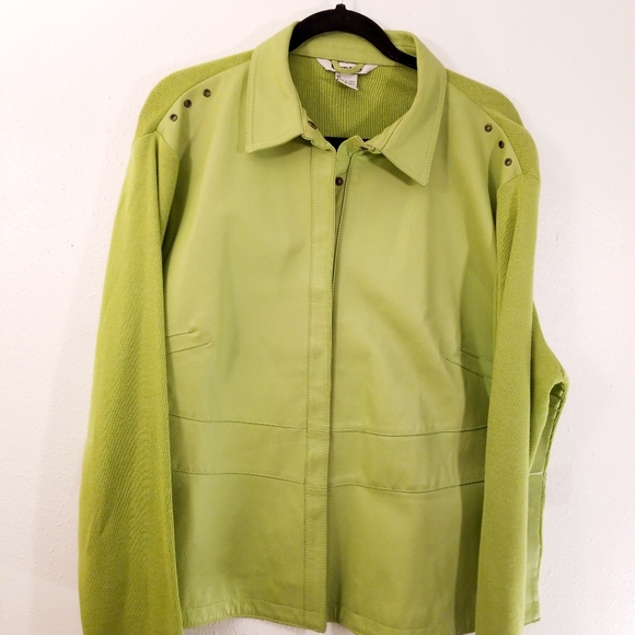 Peter Nygard | Jackets & Coats | Nygard Collection Green Leather Front ...